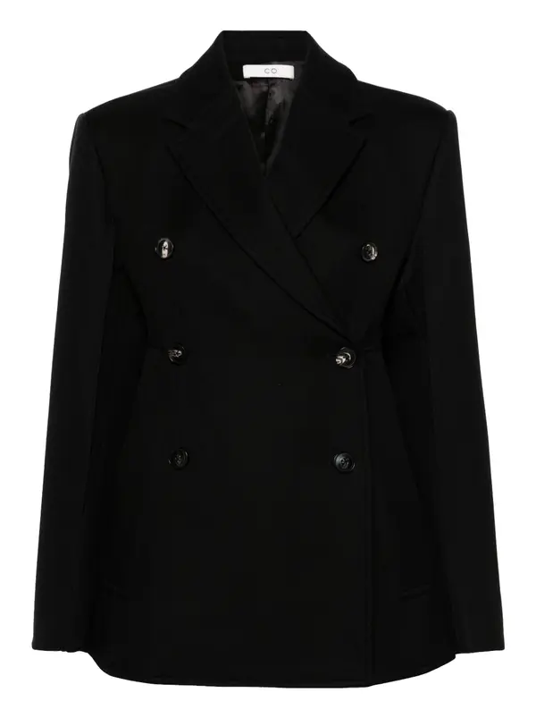 Co Notched-lapel Double-breasted Blazer - Black