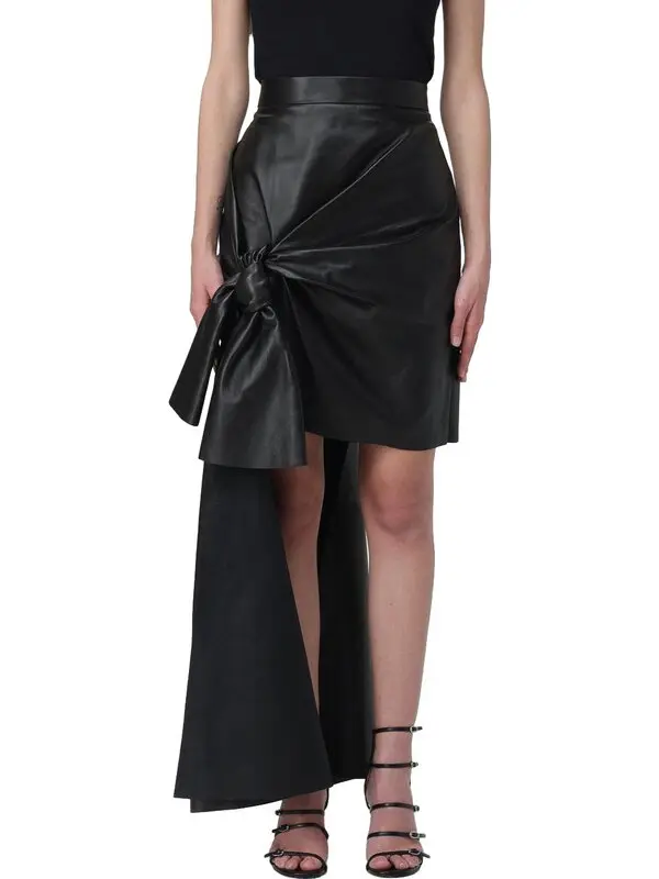 Alexander McQueen Asymmetrical Tie Detailed Skirt - Black