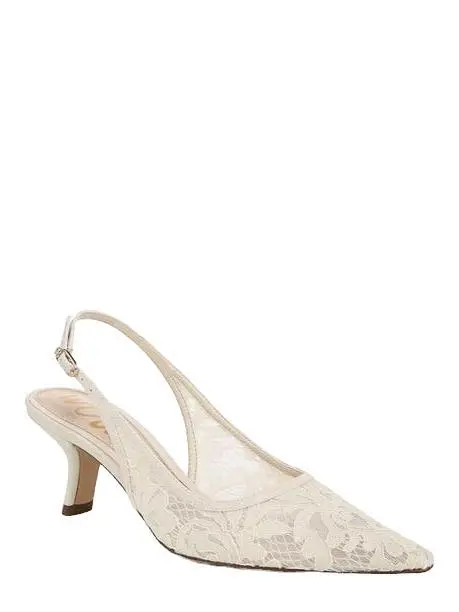 Sam Edelman Bianka Slingback Mesh Pointed Toe Pump - Ivory
