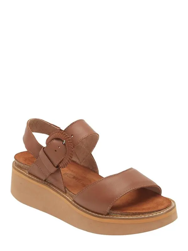 Naot Crepe Platform Sandals - Caramel Leather