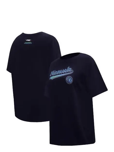 PRO STANDARD Minnesota Timberwolves Script Boyfriend T-shirt - Navy