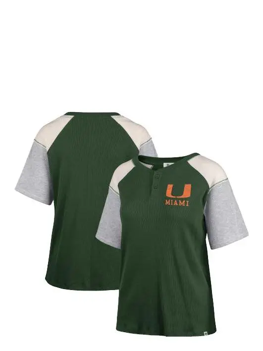 '47 Miami Hurricanes Colorblock Raglan Henley T-shirt - Green
