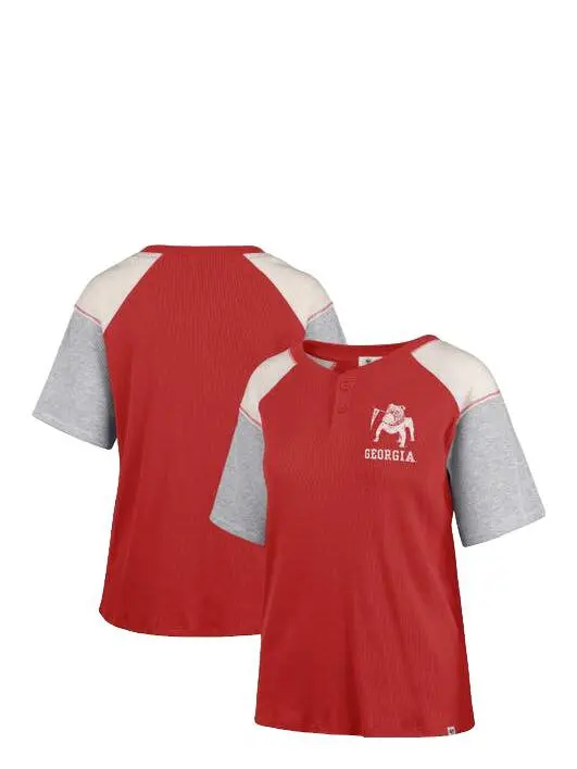 '47 47 Georgia Bulldogs Underline Harvey Colorblock Raglan Henley T-shirt - Red