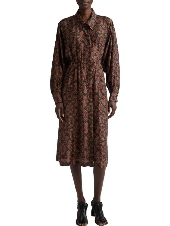 Dries Van Noten Darlos Long-sleeve Silk Midi Shirtdress - Black 900