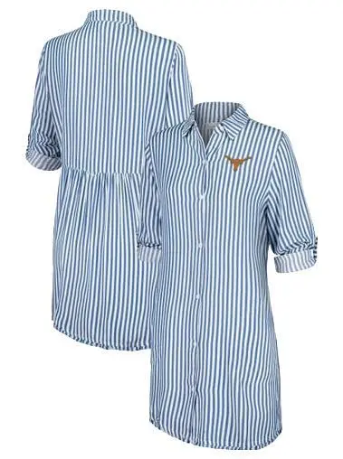 Tommy Bahama Texas Longhorns Chambray Stripe Shirt Dress - Light Blue