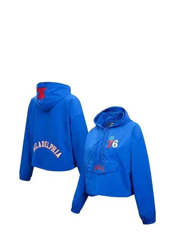 PRO STANDARD Philadelphia 76ers Classic Wind Woven Cropped Half-zip Jacket - Royal