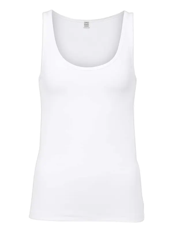 TOTEME Ribbed-knit Cotton-blend Tank Top - White