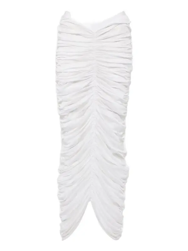 Khaite Laure Ruched Maxi Skirt - White