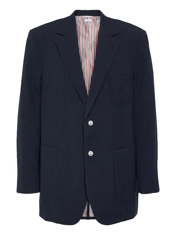 Thom Browne Seersucker Wool Blazer - Blue