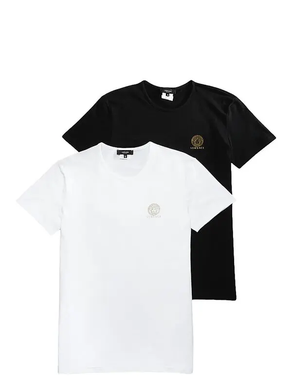 Versace Cotton Blend Tees, Pack Of 2 - White-black