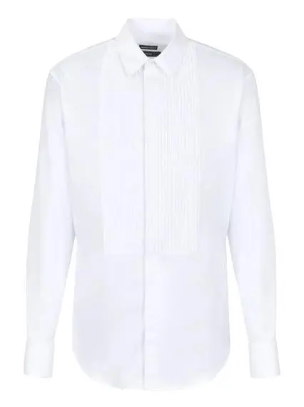 Giorgio Armani Pleated Cotton Shirt - White