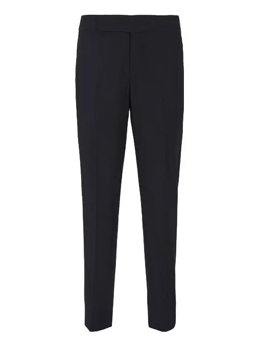 Giorgio Armani Wool Crêpe Flat-front Trousers - Navy
