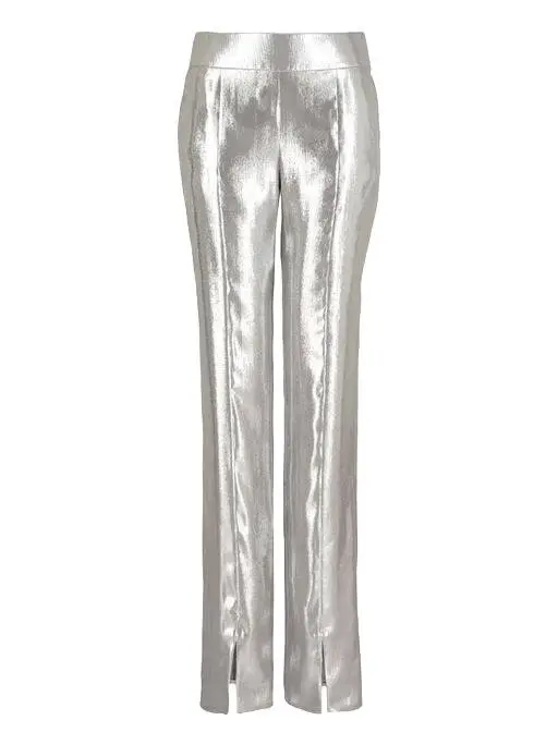 Giorgio Armani Silk And Lurex-blend Trousers - Silver
