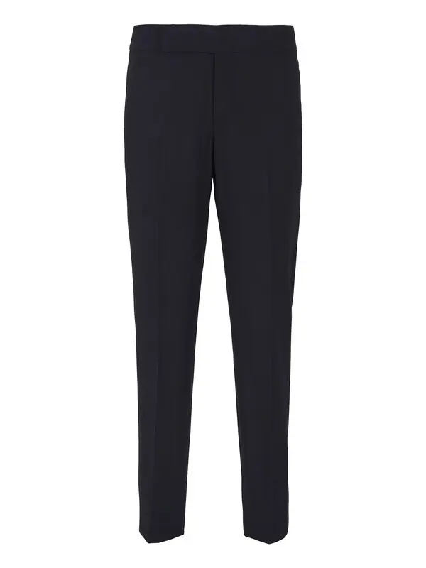 Giorgio Armani Wool Crêpe Flat-front Trousers - Navy_blue