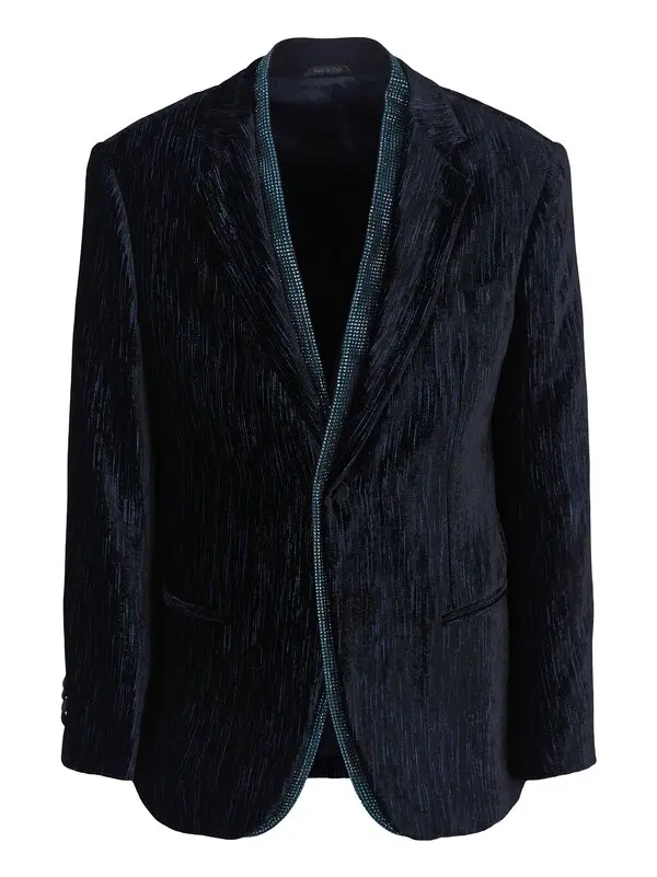 Giorgio Armani Soho Line Single-breasted Tuxedo Jacket In Rhinestoned Velvet - Blue