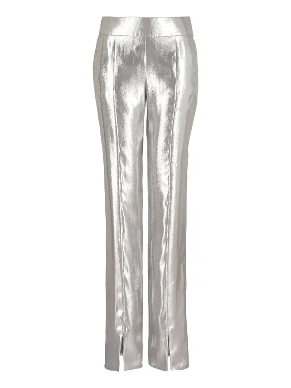 Giorgio Armani Silk And Lurex-blend Trousers - Silver