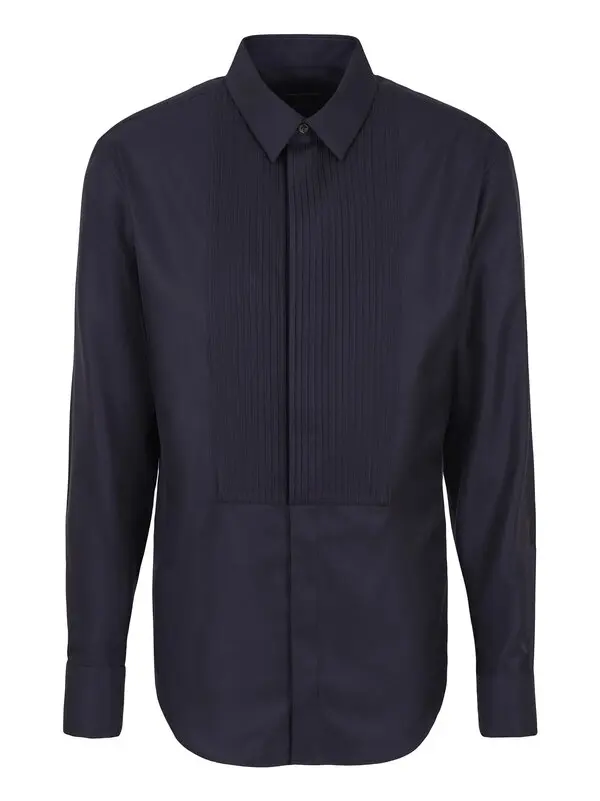 Giorgio Armani Pleated Cotton Shirt - Black