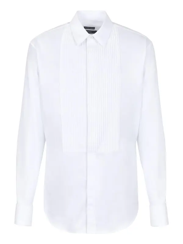 Giorgio Armani Pleated Cotton Shirt - White