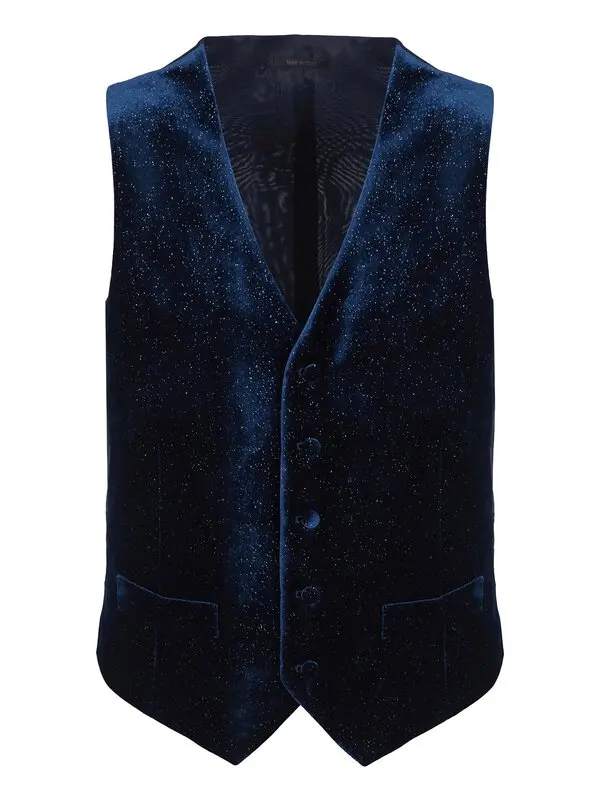 Giorgio Armani Single-breasted Velvet Waistcoat - Navy Blue