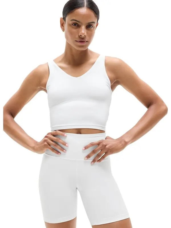 Athleta Transcend V-neck Crop Sports Bra A-c - Bright White
