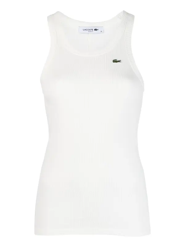 Lacoste Logo-appliqué Knitted Tank Top - White