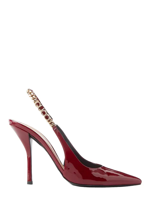 Gucci Signoria Embellished Slingback Pumps - Red