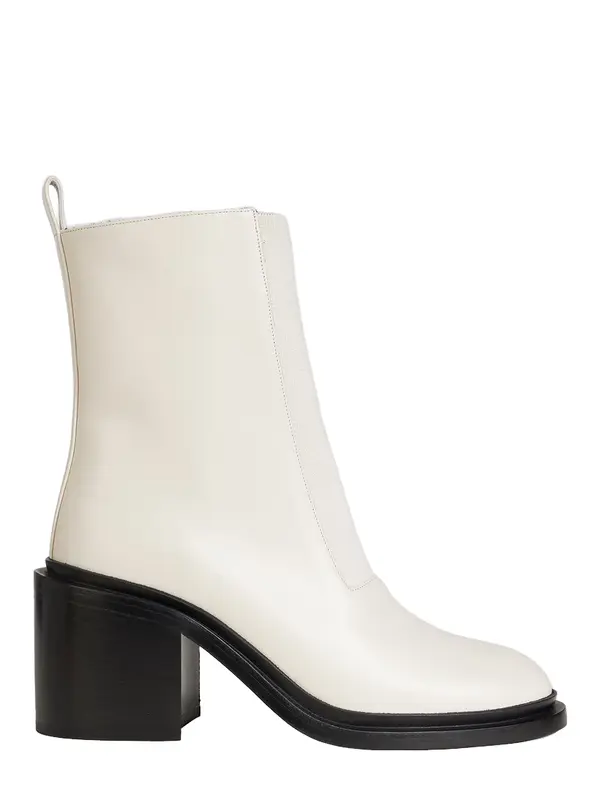 JIL SANDER Leather Ankle Boots - Off-white