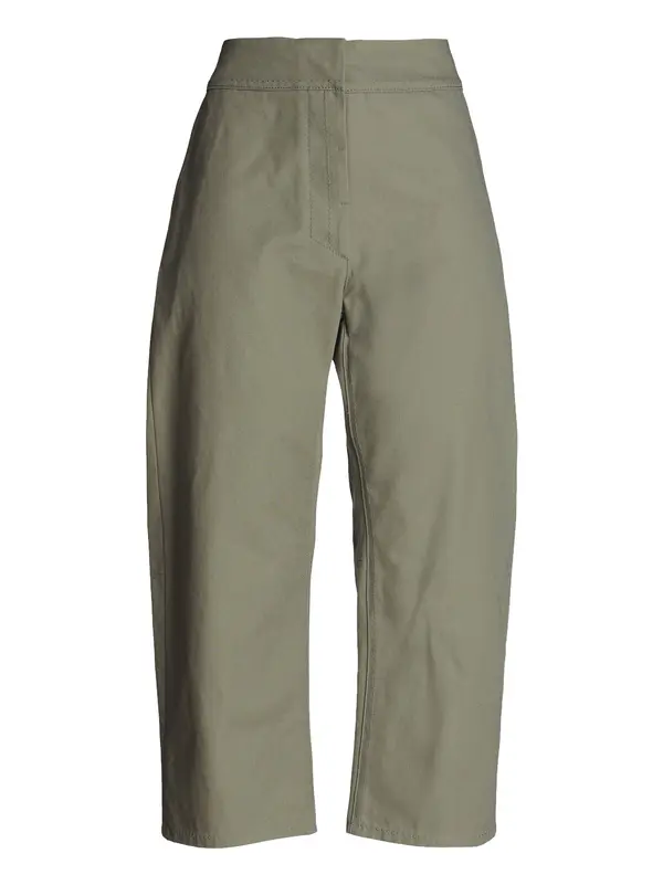 JIL SANDER Cropped Straight-leg Cotton-canvas Pants - Grey Green