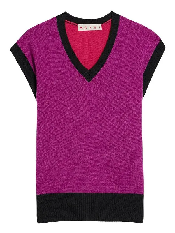 Marni Colorblock Cashmere Vest - Violet