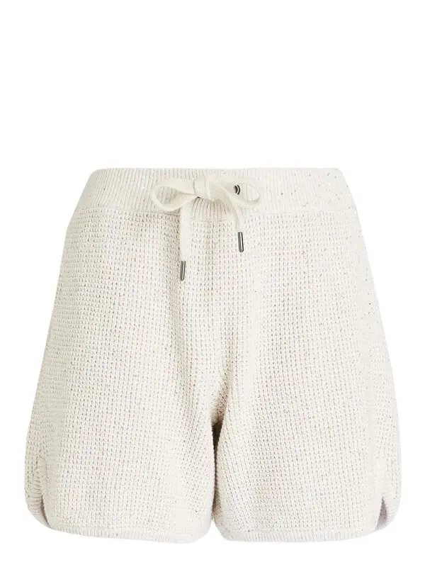 Brunello Cucinelli Sequin-embellished Waffle-knit Cotton-blend Shorts - Beige