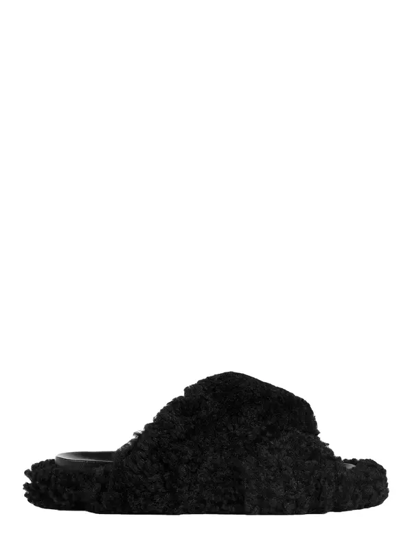 Marni Fussbett Shearling Sandals - Black
