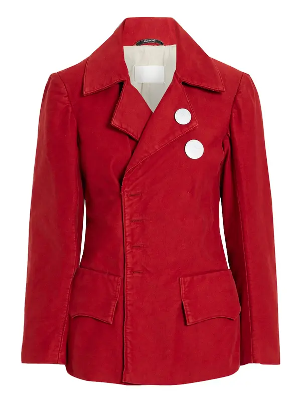 MAISON MARGIELA Button-embellished Cotton Peplum Jacket - Red