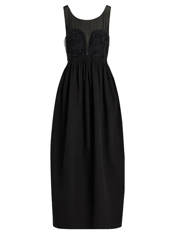 MAISON MARGIELA Embellished Pleated Midi Dress - Black