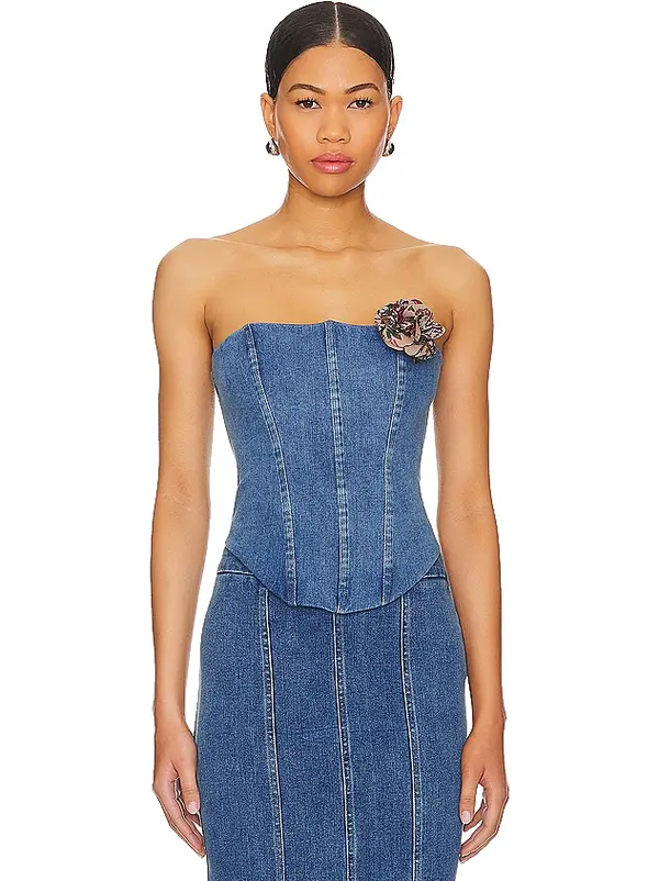 Majorelle Luda Bustier Top - Washed Blue