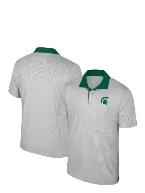 COLOSSEUM Michigan State Spartans Big & Tall Tuck Striped Polo - Gray