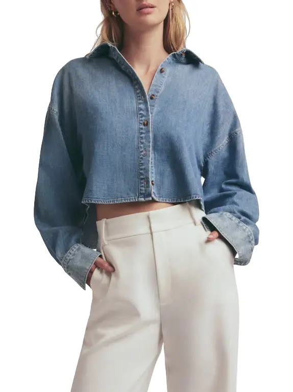 FAVORITE DAUGHTER The Ex-boyfriend Denim Crop Shirt - Goa