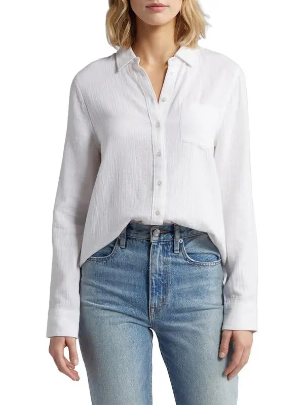 Caslon Casual Gauze Button-up Shirt - White