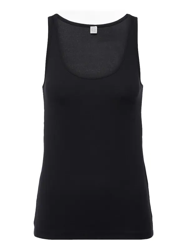 TOTEME Ribbed-knit Cotton Jersey Tank Top - Black