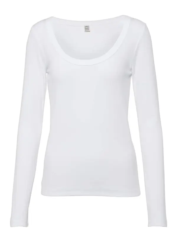TOTEME Ribbed-knit Cotton Jersey Top - White