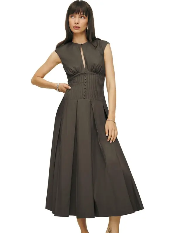 REFORMATION Renaie Midi Dress - Brown