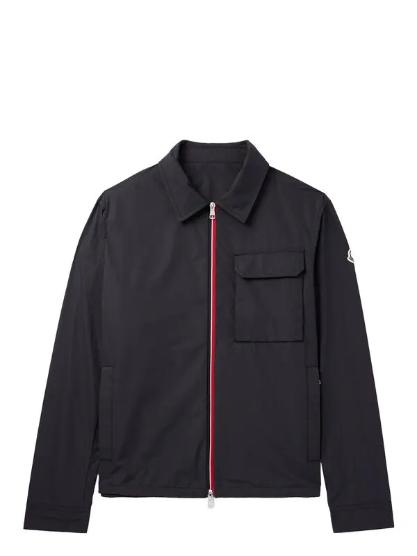 Moncler Logo-appliquéd Grosgrain-trimmed Shell Overshirt - Black