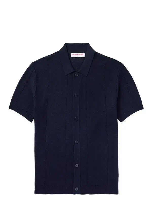 Orlebar Brown Tiernan Ribbed Cotton Polo Shirt - Blue