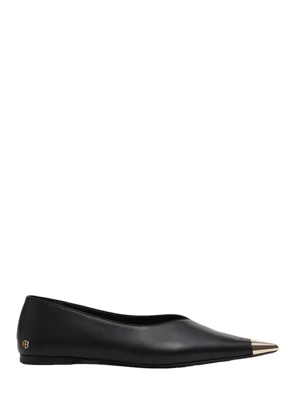 ANINE BING Nina Flats With Metal Toe Cap - Black