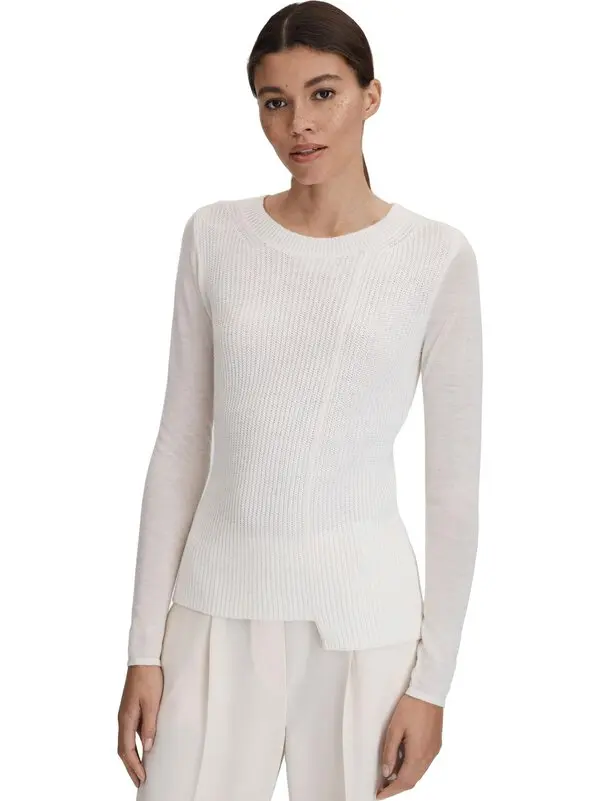 REISS Hazel Knitted Crew Neck Top - Ivory