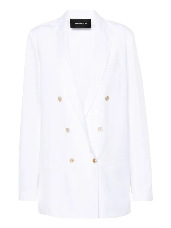 Fabiana Filippi Double-breasted Cotton Blazer - White