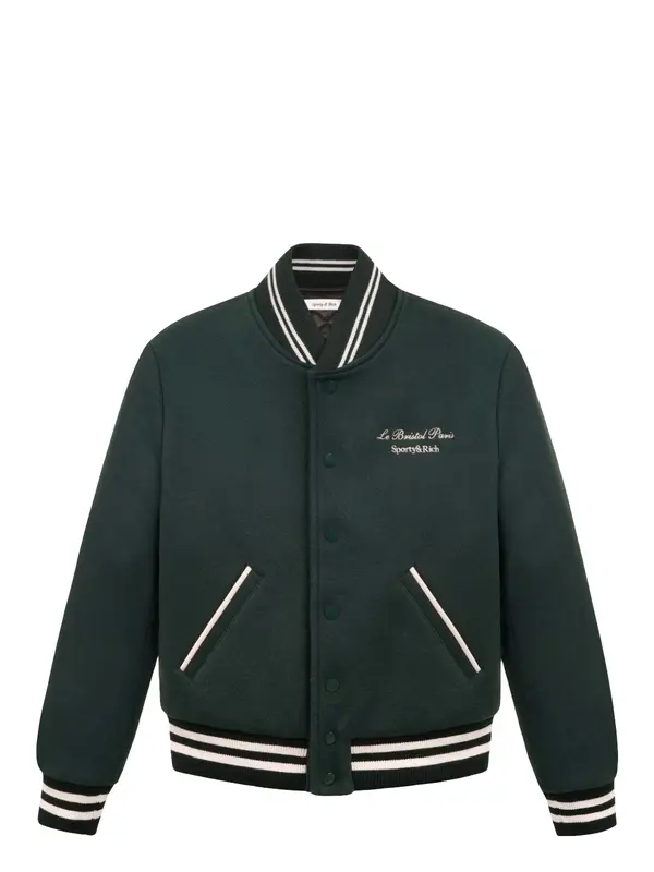 SPORTY & RICH Faubourg Wool Varsity Jacket - Green
