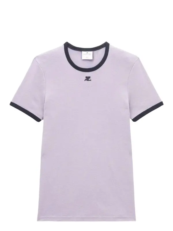 COURREGES Logo-appliqué T-shirt - Grey