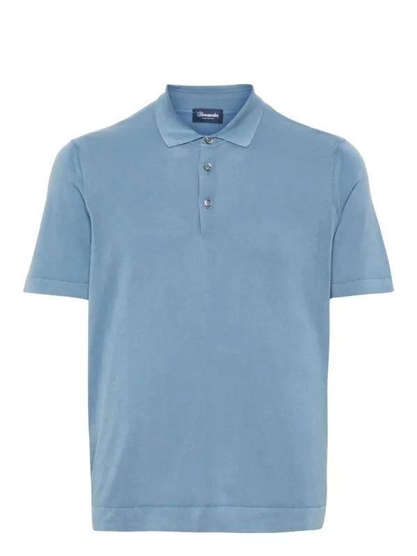 DRUMOHR Fine-knit Cotton Polo Shirt - Blue