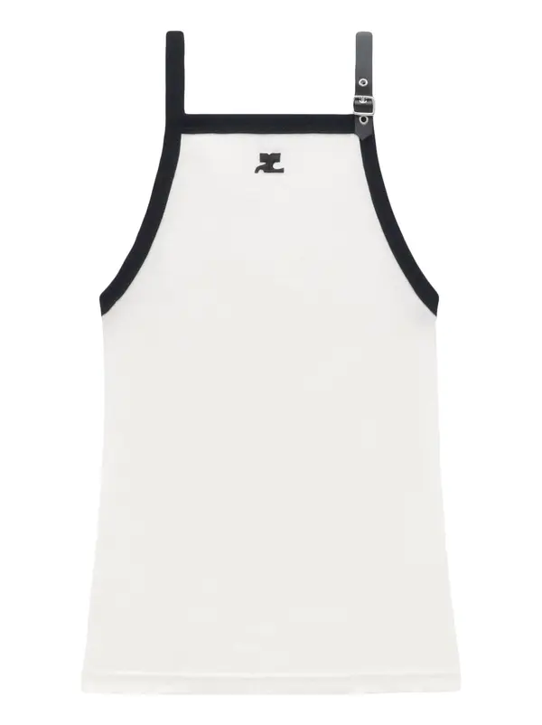COURREGES Buckle Cotton Tank Top - White
