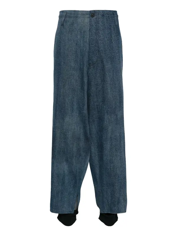 Yohji Yamamoto Layered Wide-leg Trousers - Blue
